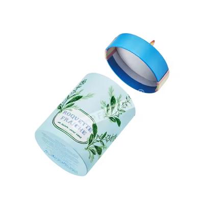 China Cylinder Rigid Paper Tube With Ribbon Pull Lid Custom Flat Edge Box For Candle Storage for sale