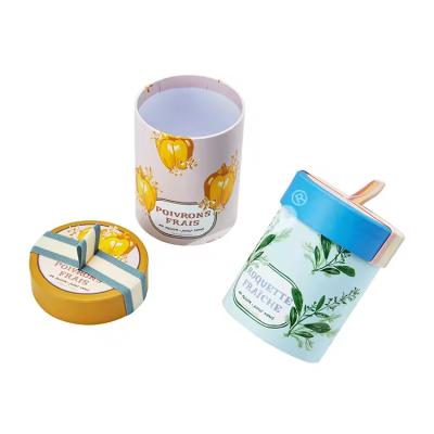 Cylinder Rigid Paper Tube With Ribbon Pull Lid Custom Flat Edge Box For Candle Storage