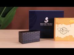 Matte zwarte stijve cadeaubon Laminatie stijve papieren dozen met gouden folie logo