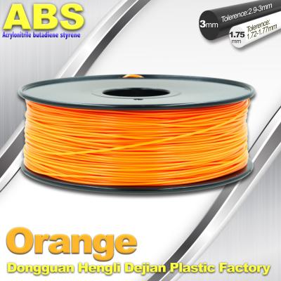 China Oranje 3D Drukmaterialen 1.75mm ABS 3D Printergloeidraad in Broodje Te koop
