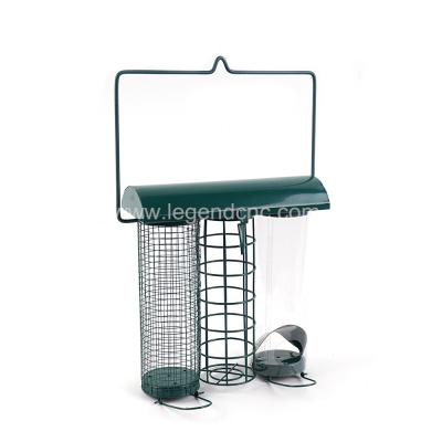 China Multifunction Hanging Wild Bird Feeder 3 In 1 Iron Art With High Seed Capacity for sale