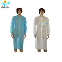 China Customized Disposable Lab Coat Navy Blue PP SMS OEM Approved With Button for sale