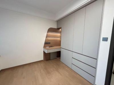 China Floor-to-Ceiling Flat Wardrobe Doors with Integrated Desk Segment for sale