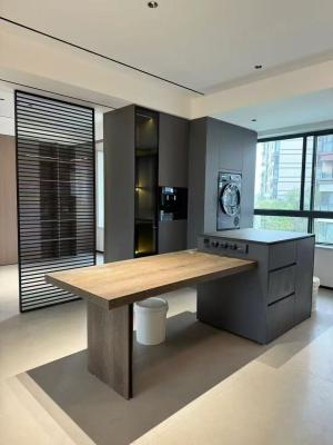 China Modern Dark Grey Kitchen Island & Integrated Appliance Pantry Cabinet System for sale