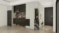 Quality Luxury Modern Floating Sideboard & Integrated Corner Display Bar Cabinet Unit for sale