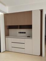 Quality Modern Minimalist Curved-Edge Sideboard & Power Track Coffee Bar Unit for sale