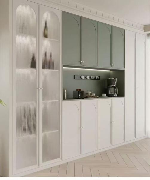 Quality French Arched Sage Green & Off-White Sideboard Coffee Bar Unit for sale