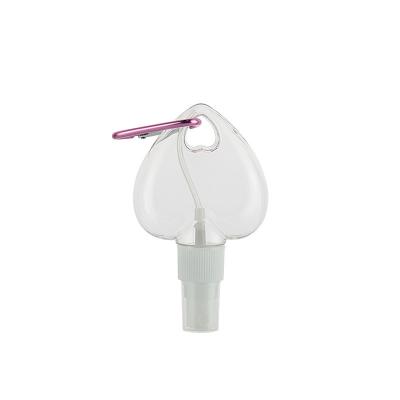 Cina Bottiglia a forma di di viaggio del chiaro cuore riutilizzabile di 50ML PETG con il cappuccio dello spruzzo dell'alcool del gancio in vendita