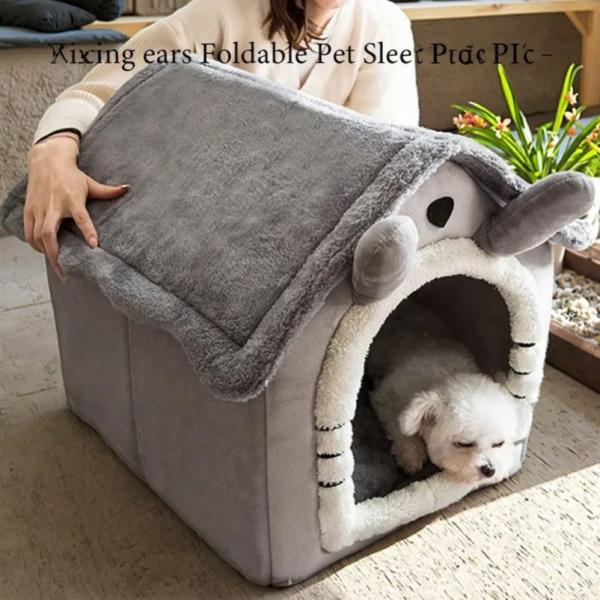 Quality Modern Square Corduroy Fashion Dog Cat Bed Tent Removable Washable Waterproof Indoor Use Cotton Filled Carton Packed for sale