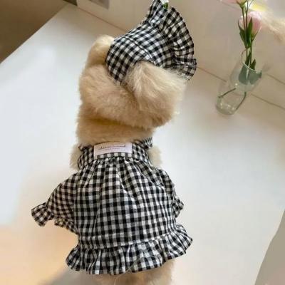 China Luxury 2025 Summer Cute Striped Puppy Dress Dogs Cats Chihuahua Bichon Yorkie Halloween Costume XXL Suspender Skirt Hat Vest Set for sale