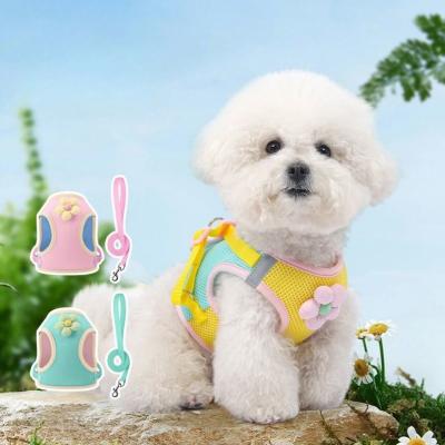 China Dog Vest Harness with Leash Breathable Mesh Solid Nylon Adjustable Eco-Friendly Handle for Bulldog Chihuahua for sale