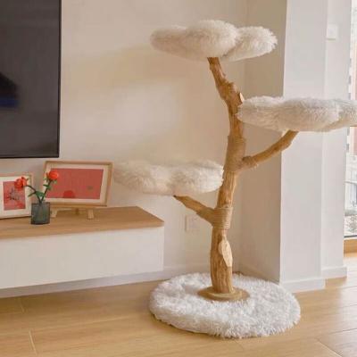 China Luxury Modern Classic Eco-Friendly Solid Wood Floral Cat Tree Tower Christmas Design Indoor Outdoor All Seasons Pet Furniture for sale