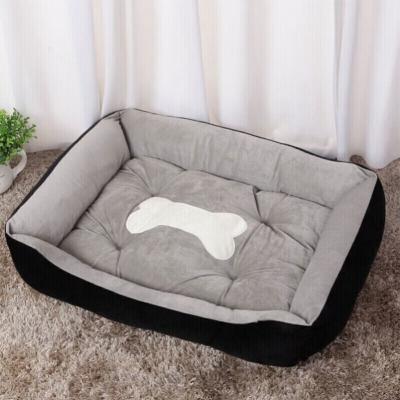 China Wholesale Luxury Waterproof Cartoon Suede Ultra Soft Rectangle Dog Bed Washable for sale