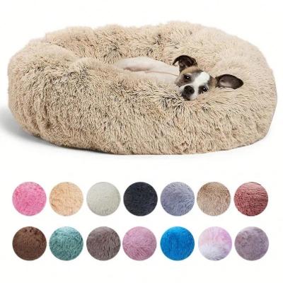China 40-90cm Fashion Dot Pattern Waterproof Dog Bed for Large Medium Dogs Super Soft Plush Cat Bed Removable Washable Winter Warm for sale