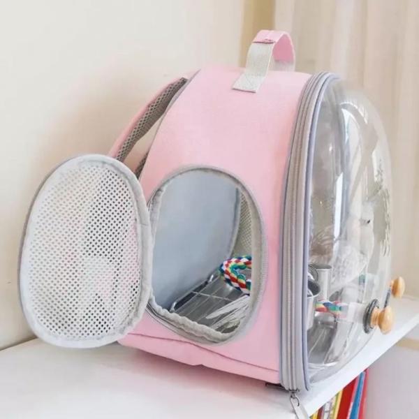 Quality Portable Fashion Bird Backpack with Zipper Closure Plastic Bubble Cage for Outdoor Travel Hiking for Birds and Parrots for sale