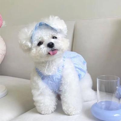 China Pretty Cute Princess Teddy Dog Vest Puppy Blue Striped Lightweight All Seasons Breathable Polyester Machine Washable Holiday for sale