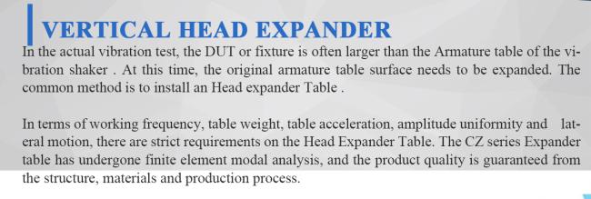 Durable vibration test table head expander view 2