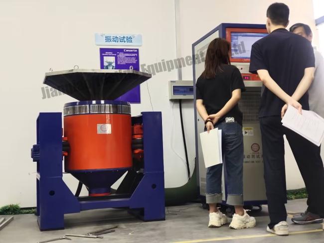 Vibration testing machine in operation
