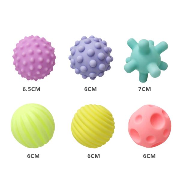 Quality Kid's Instructive Toy Set 6 Piece Hand Grip Soft Vinyl Balls Baby Sensory Touch for sale