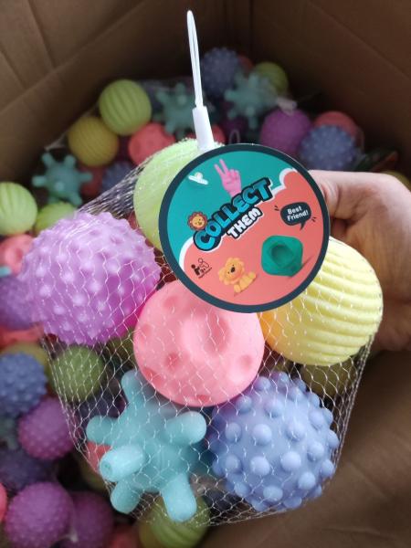 Quality Kid's Instructive Toy Set 6 Piece Hand Grip Soft Vinyl Balls Baby Sensory Touch for sale