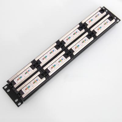 China Network Rack Cat5e RJ45 48Port Patch Panel Fluke Pass UTP Modular Patch Panels With 2 bars for sale