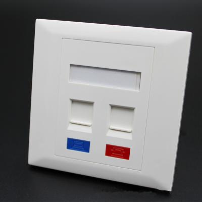 China 2 Ports Network 86X86 Type Double Ports RJ45 Faceplates For Network Keystone Jacks UK Type Face plate for sale
