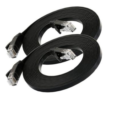 China Black 1M Cat6 Flat Patch Cord UTP Ethernet category 6 Flat Patch Cable for sale