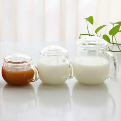 China Novelty clear thicken office borosilicate glass milk coffee cup with lid for sale