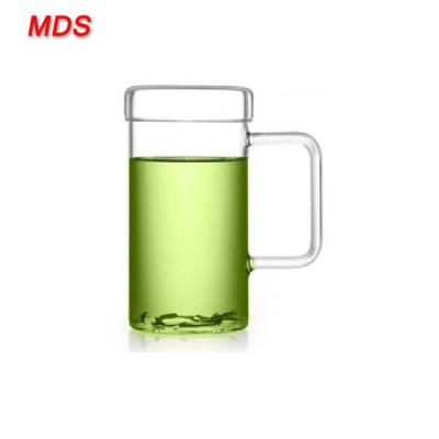 China Heat resistant borosilicate single wall transparent glass tea cup with handle for sale