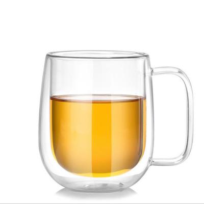 China Borosilicate small 250ml double wall thermal coffee glass with handle for sale