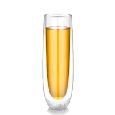 China High borosilicate clear 150ml champagne double wall cup glass for sale