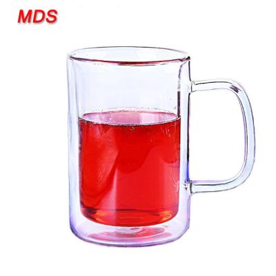 China Hand made high borosilicate glass dual cup with handle wholesale for sale