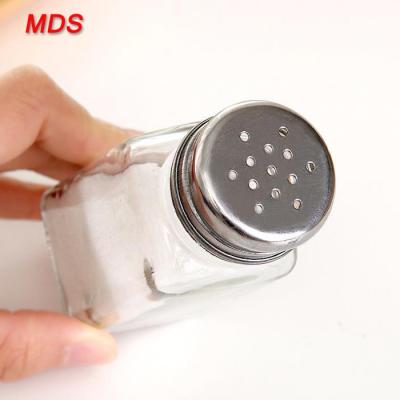 China Creative clear kitchenware lead free square salt glass jar with hole for sale