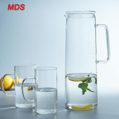 China OEM logo square stripe glass water beverage jug wholesale for sale