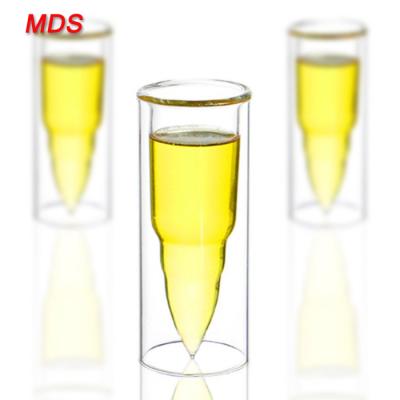 China Transparent glassware high borosilicate double wall bullet shot glass for sale