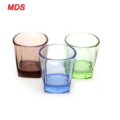 China Rock glassware custom color glass short cup with square bottom for sale