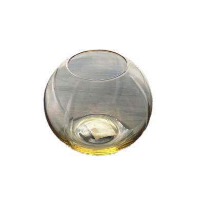 China Round yellow small glass fish bowl vase for flowers for sale