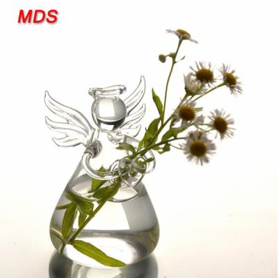 China Glass products hand made angle glass vase for hydroponic container for sale