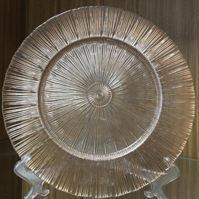 China New style custom decor rose gold ray glass charger plates wedding party for sale
