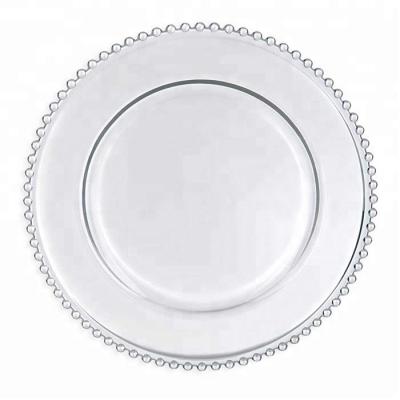 China High quality clear beaded wedding charger plate for sale