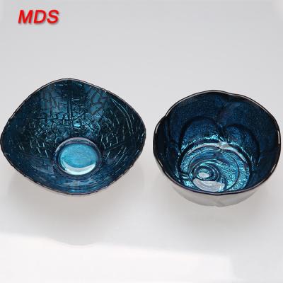 China Stocked casual dinnerware plated blue discount glass bowl set for sale