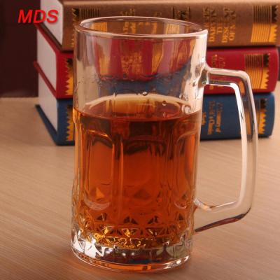 China Factory direct large glass engraved beer mug cheap with handle for sale