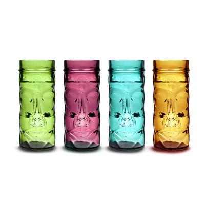 China Glassware wholesale cheap 400ml coloured glass tiki mugs for sale
