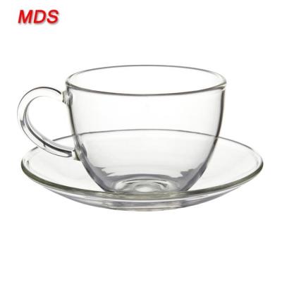 China High borosilicate clear glass tea cups and saucers cheap for sale