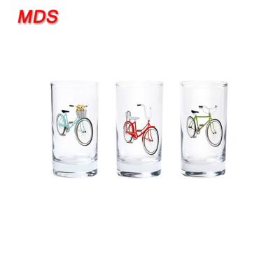 China Round hand painted drinking glass retro bike glass for sale