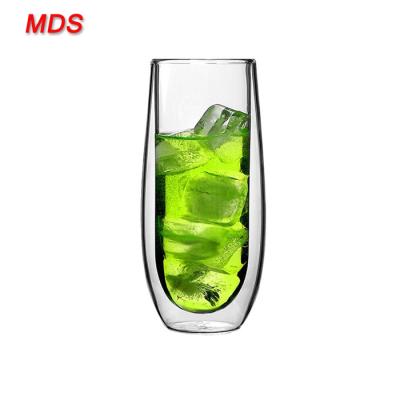 China Elegant clear rhinestone double-wall glass tea cup water mug for sale