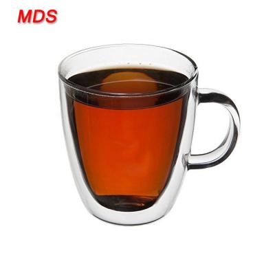 China High borosilicate double wall coffee cups glass with handle for sale
