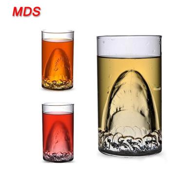 China Creative double wall shark shaped beer glass cup for sale