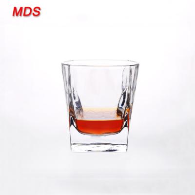 China Personalised wide mouth empty whiskey glass with square base for sale