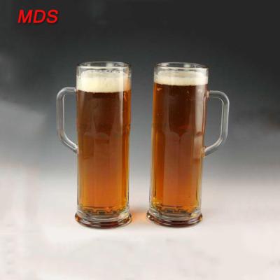 China Tall clear glass beer mugs and glasses with handles for sale